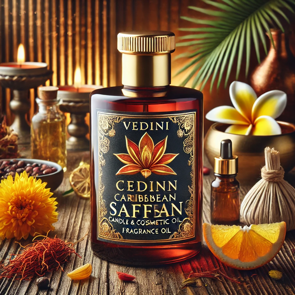 Vedini Carribean Saffrron Candle & Cosmetic Fragrance Oil